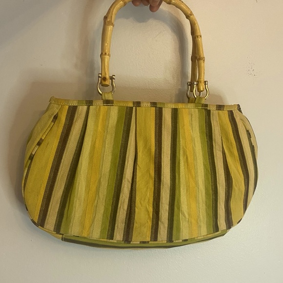 Bags | Vintage Bamboo Handheld Handle Purse Bag Tropical Green Y2k ...